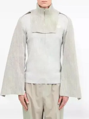 MAISON MARGIELA Half-zip Ribbed Scarf - Neutrals