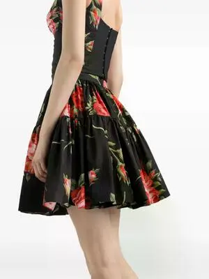 Dolce & Gabbana Floral Tiered Mini Skirt - Black