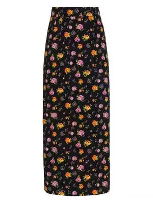 Dolce & Gabbana Floral Slit Midi Skirt - Black