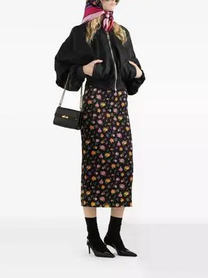 Dolce & Gabbana Floral Slit Midi Skirt - Black