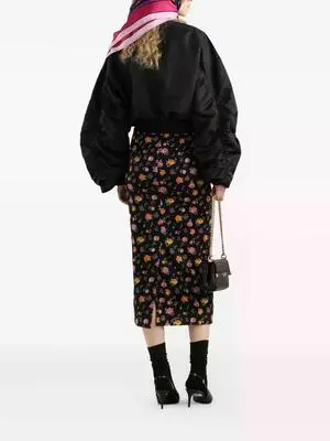 Dolce & Gabbana Floral Slit Midi Skirt - Black