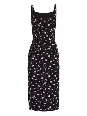 Dolce & Gabbana Floral-print Midi Dress - Black