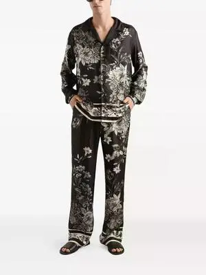 Dolce & Gabbana Floral Print Trousers - Black