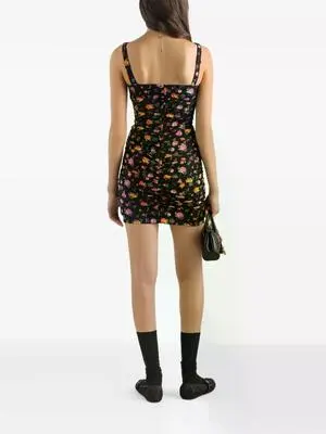 Dolce & Gabbana Floral Ruched Mini Dress - Black
