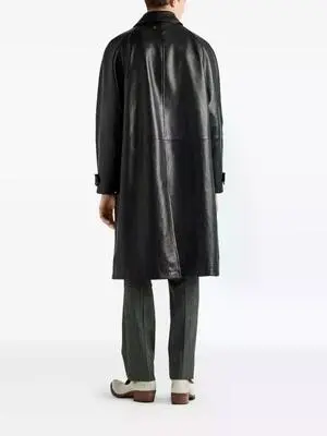 Prada Button-fastening Leather Coat