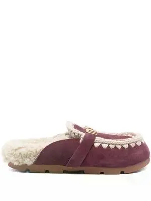 Mou Buckle-detail Shearling Mules - Purple