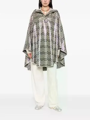 Missoni Chevron-pattern Hooded Cape - Blue
