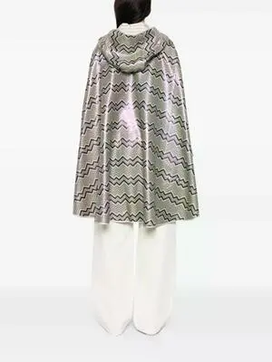 Missoni Chevron-pattern Hooded Cape - Blue