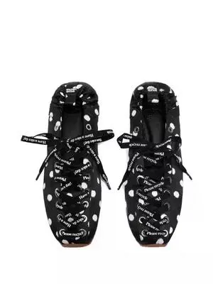 GANNI Sporty Ballerina Flats In Polka Dot - Black