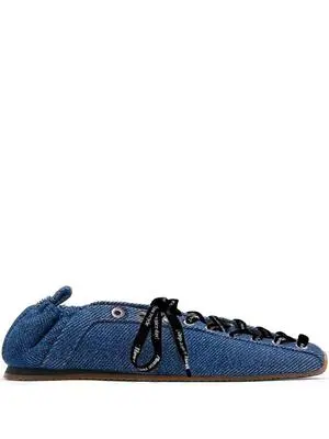 GANNI Lace-up Ballerina Flats - Blue