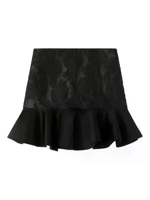 GANNI Floral Ruffled Mini Skirt - Black