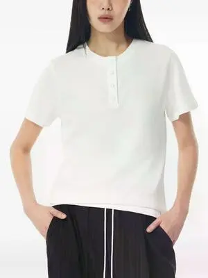STUDIO TOMBOY Button-placket Short-sleeve T-shirt