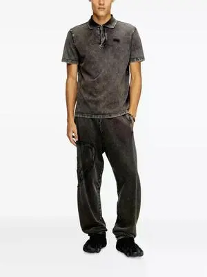 DIESEL® T-rejust-nc-den Frayed Patch Polo Shirt - Grey