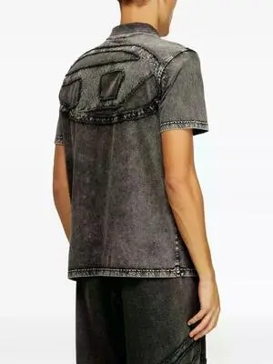 DIESEL® T-rejust-nc-den Frayed Patch Polo Shirt - Grey