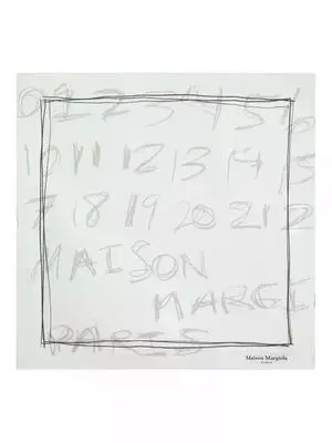 MAISON MARGIELA Number Print Silk Scarf - White