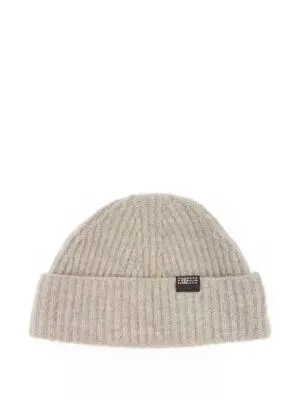 MAISON MARGIELA Ribbed Logo-patch Beanie - Neutrals