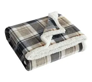 Eddie Bauer Rugged Plaid Brown Plush-fleece 50' 60' Throw - One-color