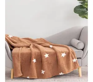 BY JILL MARTIN As Is 60x70 Reversible Sherpa Printed Throw - One-color