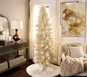 KIM GRAVEL HOME As Is 7' Illuminated Slim Tree With Pampas Accents Kim - One-color