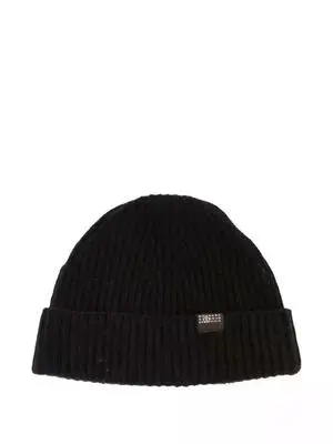 MAISON MARGIELA Ribbed Logo-patch Beanie - Black