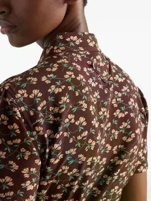 Prada Floral-pattern Georgette Shirt - Brown