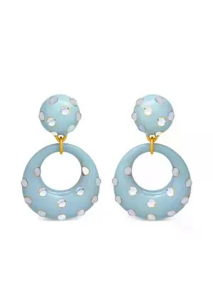 Oscar De La Renta Stone Round Drop Earrings - Blue