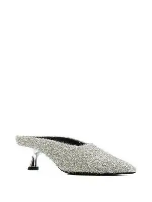 SIMONMILLER 55mm Pointed-toe Heeled Mules - Silver