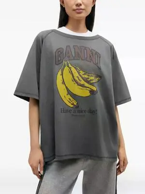 GANNI Drawstring Graphic T-shirt - Grey