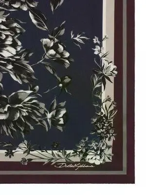 Dolce & Gabbana Peony-print Silk Scarf - Blue