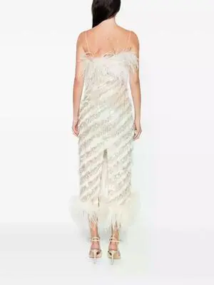 TALLER MARMO Feather-trim Midi Dress