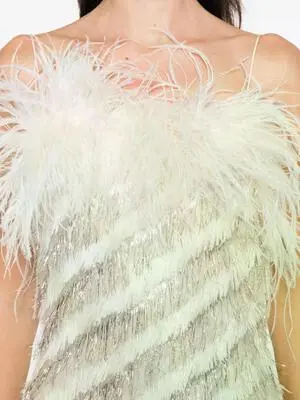 TALLER MARMO Feather-trim Midi Dress