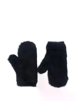 Max Mara Teddy-textured Mittens - Blue