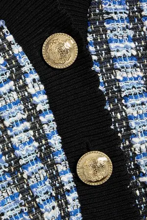 Derek Lam 10 Crosby Metallic Jacquard-knit Cardigan - Blue