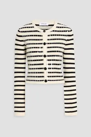 Derek Lam 10 Crosby Nebula Sequined Striped Wool-blend Cardigan - Off-white