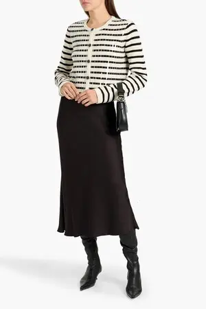 Derek Lam 10 Crosby Nebula Sequined Striped Wool-blend Cardigan - Off-white