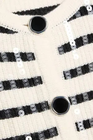 Derek Lam 10 Crosby Nebula Sequined Striped Wool-blend Cardigan - Off-white