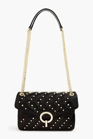 Sandro Studded Quilted Leather Shoulder Bag
