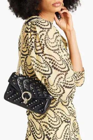 Sandro Studded Quilted Leather Shoulder Bag
