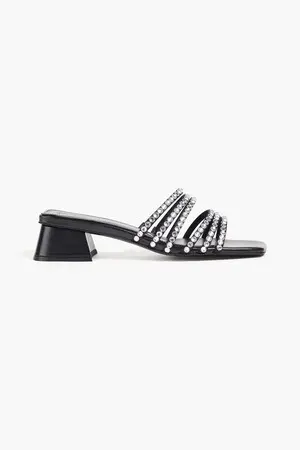 Sandro Crystal-embellished Satin Mules