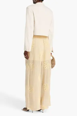 Zimmermann Embroidered Ramie Wide-leg Pants
