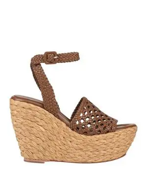 PALOMA BARCELO Sandals With Raffia Wedge - Brown