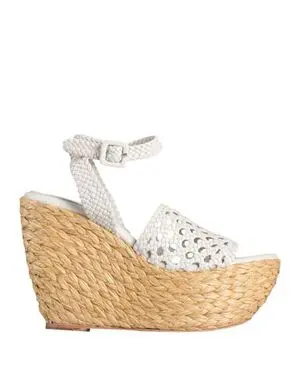 PALOMA BARCELO Sandals With Raffia Wedge - Off White