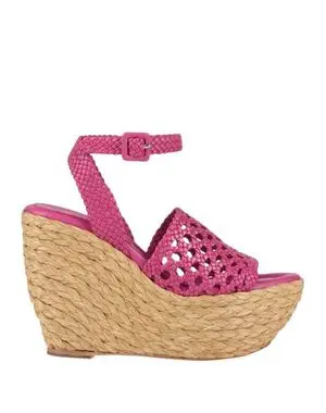 PALOMA BARCELO Sandals With Raffia Wedge - Pink