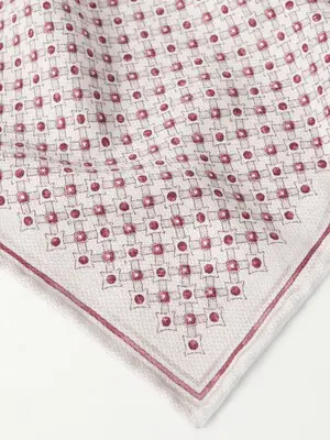 Brunello Cucinelli Printed Silk Pocket Square - Red