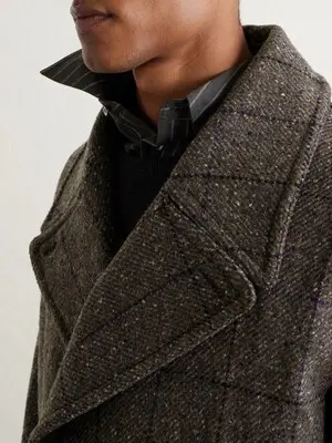 Dunhill Double-breasted Checked Wool And Cashmere-blend Twill Overcoat