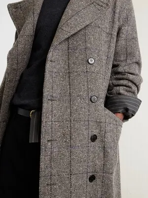 Dunhill Double-breasted Checked Wool And Cashmere-blend Twill Overcoat