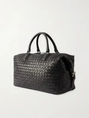 Officine Creative Woven Leather Duffle Bag - Black