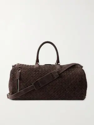 Officine Creative Woven Suede Holdall - Brown