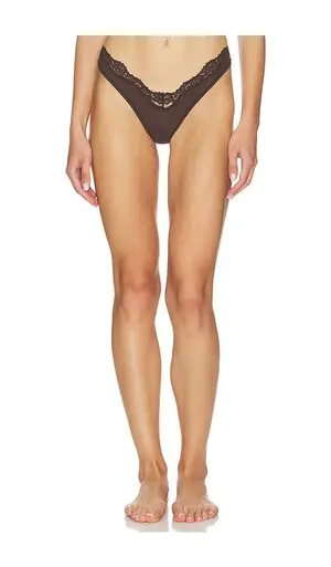 SKIMS Fits Everybody Lace Dip Thong In Brown - Espresso