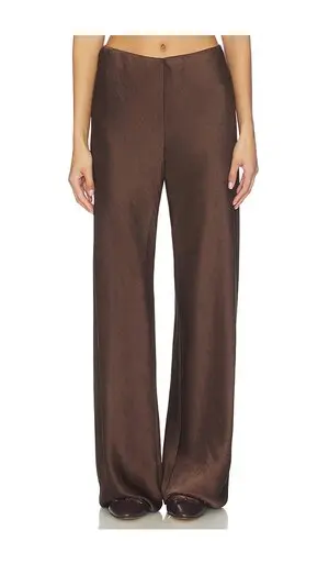 Vince High Waist Fluid Satin Bias Pant - Espresso